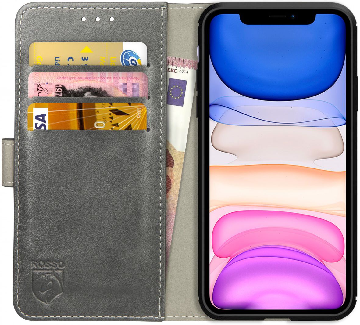Rosso Element Apple iPhone 11 Hoesje Book Cover Grijs | gsmpunt