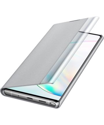 Samsung Galaxy Note 10 Plus Clear View Stand Cover Zilver | GSMpunt.nl