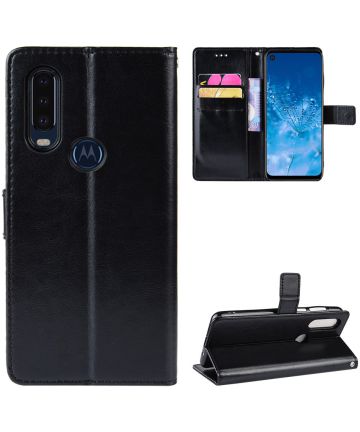 Motorola One Action Portemonnee Hoesje Zwart | GSMpunt.nl