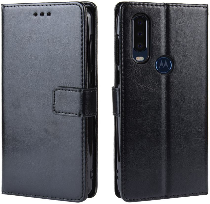 Motorola One Action Portemonnee Hoesje Zwart | GSMpunt.nl