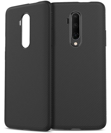 OnePlus 7T Pro Twill Slim Texture Back Cover Zwart | GSMpunt.nl