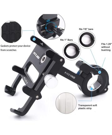 GUB Plus 6 Universele Aluminium Telefoonhouder voor Fietsen Zwart ...