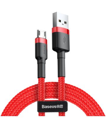 Baseus Cafule Fast Charge Micro-USB Gevlochten Kabel 1m Rood/Zwart | GSMpunt.nl