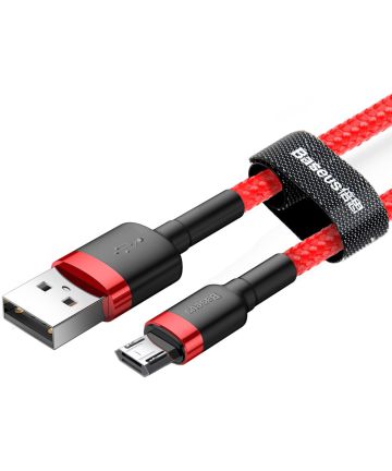 Baseus Cafule Fast Charge Micro-USB Gevlochten Kabel 1m Rood/Zwart | GSMpunt.nl