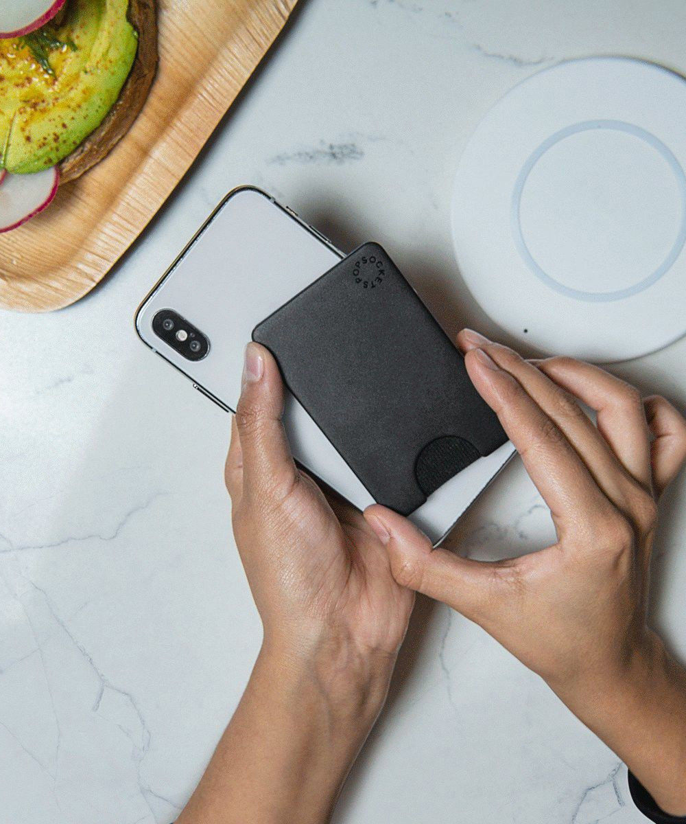 PopSockets PopWallet Verplaatsbare Portemonnee voor Pasjes Zwart | gsmpunt