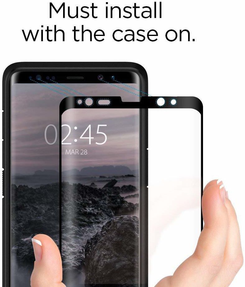 Spigen Galaxy Note 8 Curved Tempered Glass Screen Protector Zwart | gsmpunt