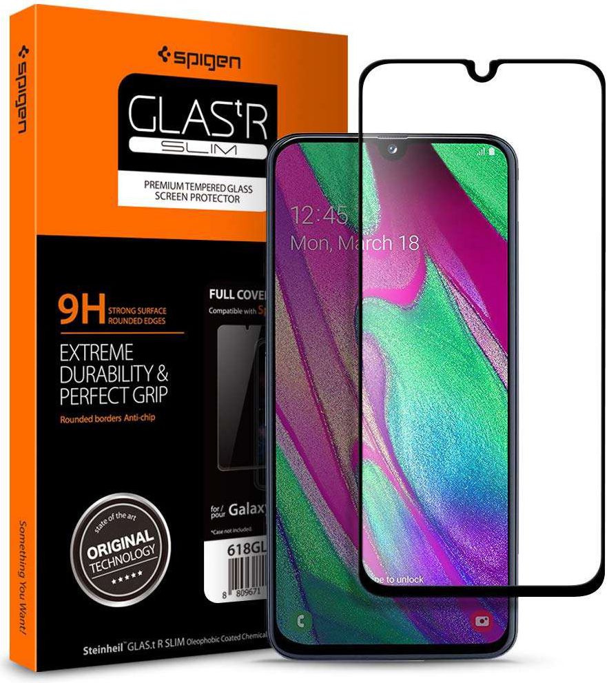 Spigen Samsung Galaxy A40 Full Cover Tempered Glass Screen Protector ...