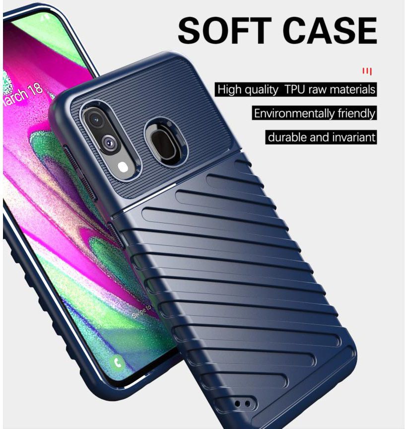 Samsung Galaxy A40 Twill Thunder Texture Back Cover Blauw | gsmpunt