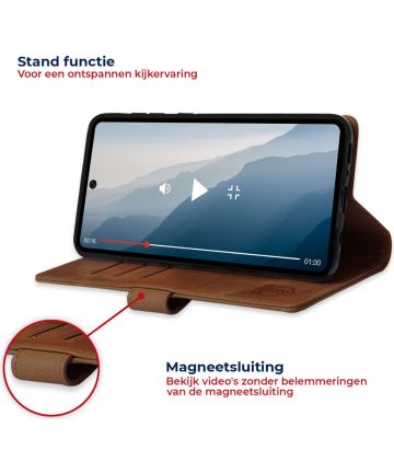 Rosso Deluxe Samsung Galaxy S20 Plus Hoesje Echt Leer Book Case Bruin | GSMpunt.nl