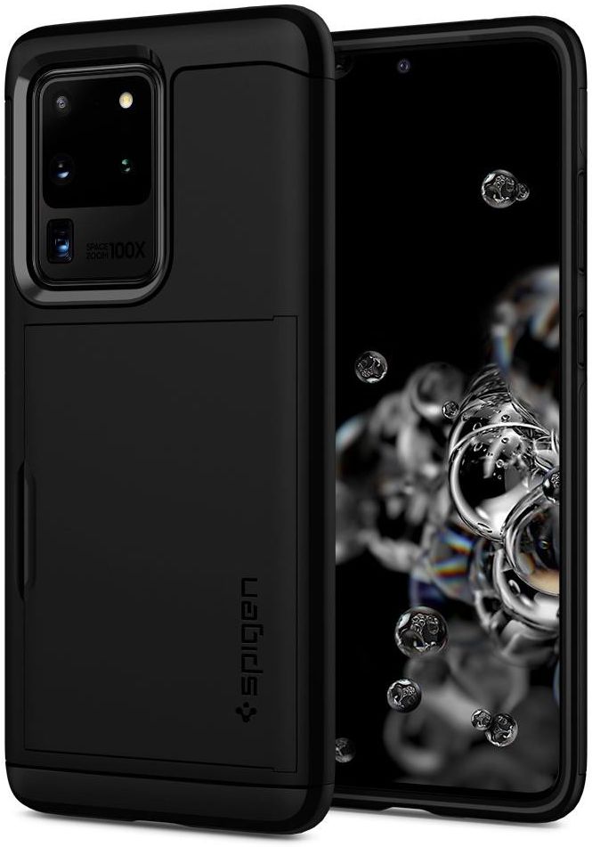 Spigen Slim Armor Card Holder Case Samsung Galaxy S20 Ultra Zwart | gsmpunt