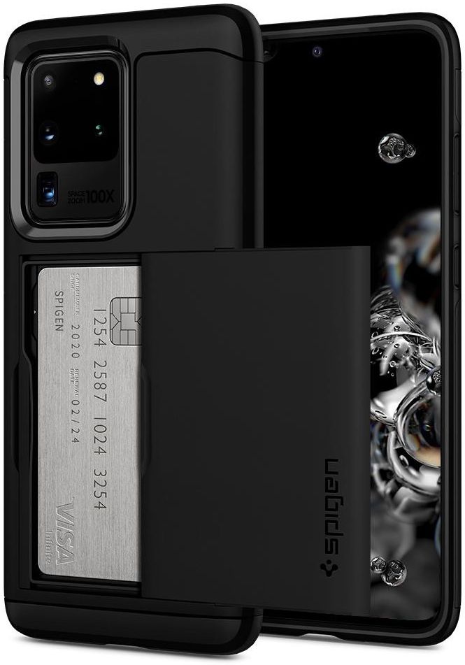 Spigen Slim Armor Card Holder Case Samsung Galaxy S20 Ultra Zwart | gsmpunt