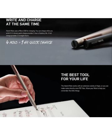 Adonit Note Stylus Pen High Accuracy voor Apple iPad Zwart | GSMpunt.nl