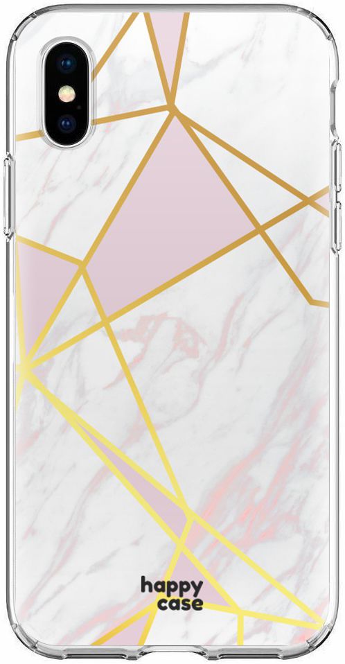 Happycase Apple Iphone Xs Hoesje Flexibel Tpu Roze Marmer Print