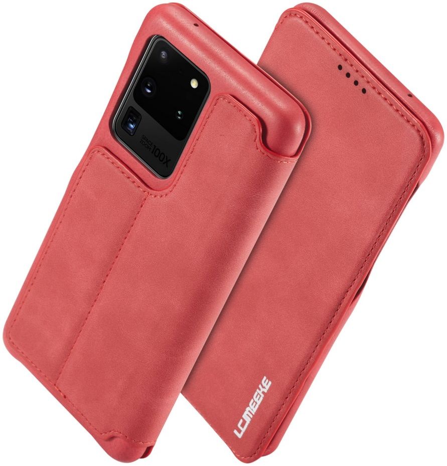 Samsung Galaxy S20 Ultra Hoesje Retro Bookcase met Kaarthouder Rood | GSMpunt.nl