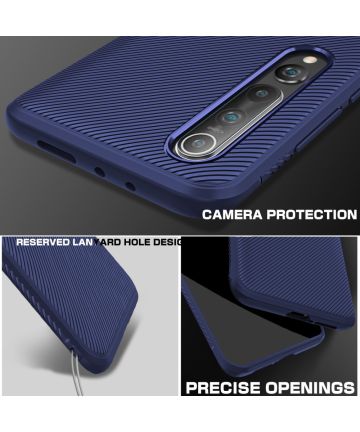 Xiaomi Mi 10 (Pro) Hoesje Twill Slim Texture Back Cover Blauw | GSMpunt.nl