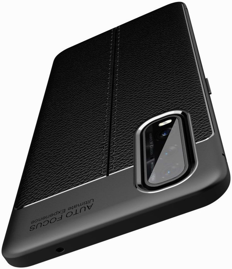 Oppo Find X2 Hoesje TPU Leer Design Back Cover Zwart | gsmpunt