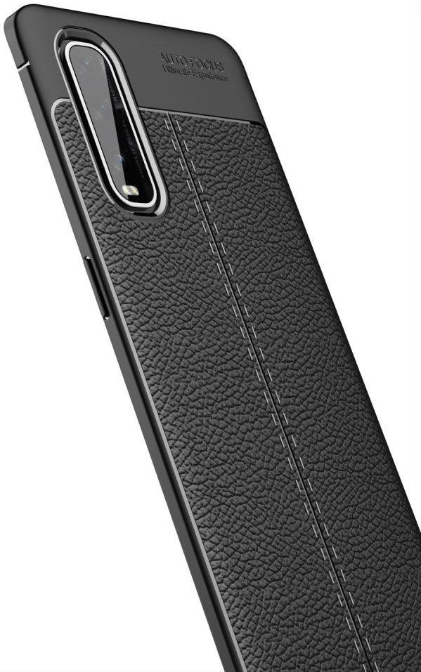 Oppo Find X2 Hoesje TPU Leer Design Back Cover Zwart | gsmpunt