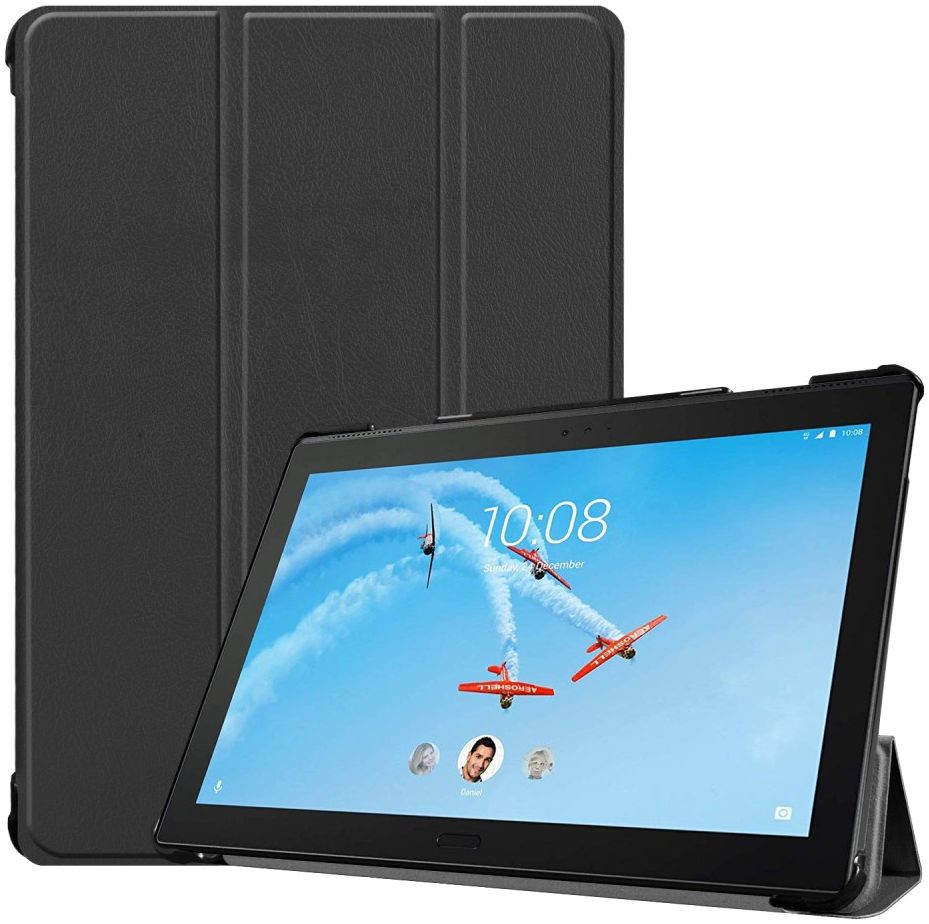Lenovo Tab P10 Hoesje Tri-Fold Book Case met Standaard Zwart | gsmpunt