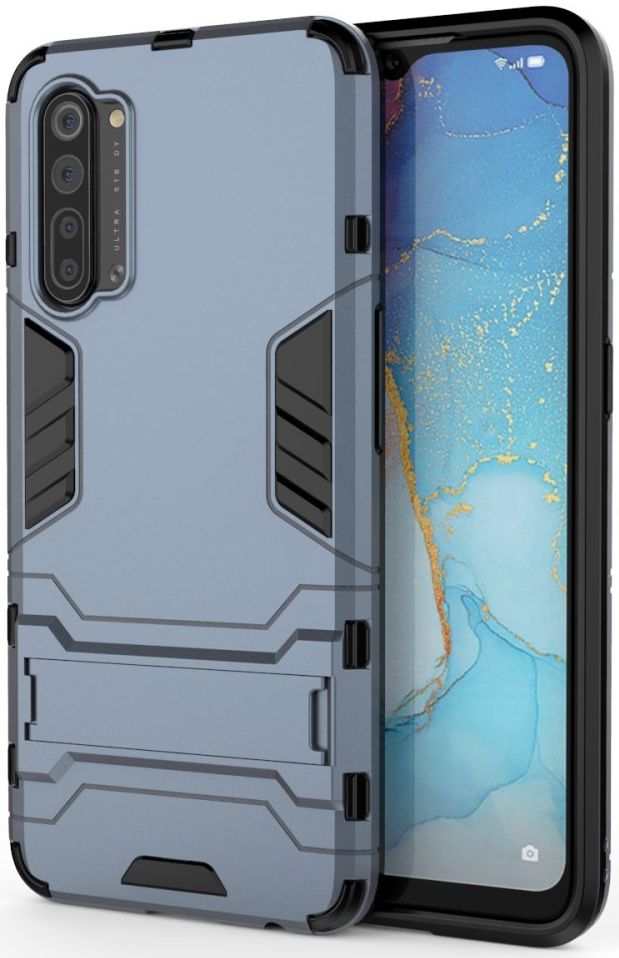 Oppo Reno 3 Hoesje Hybride met Standaard Donkerblauw | gsmpunt