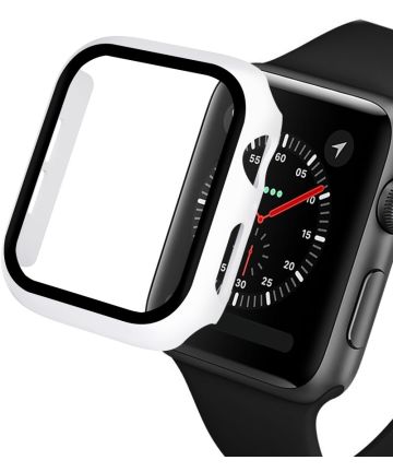 Apple Watch 44MM Hoesje Hard Plastic Bumper met Tempered Glass Wit ...