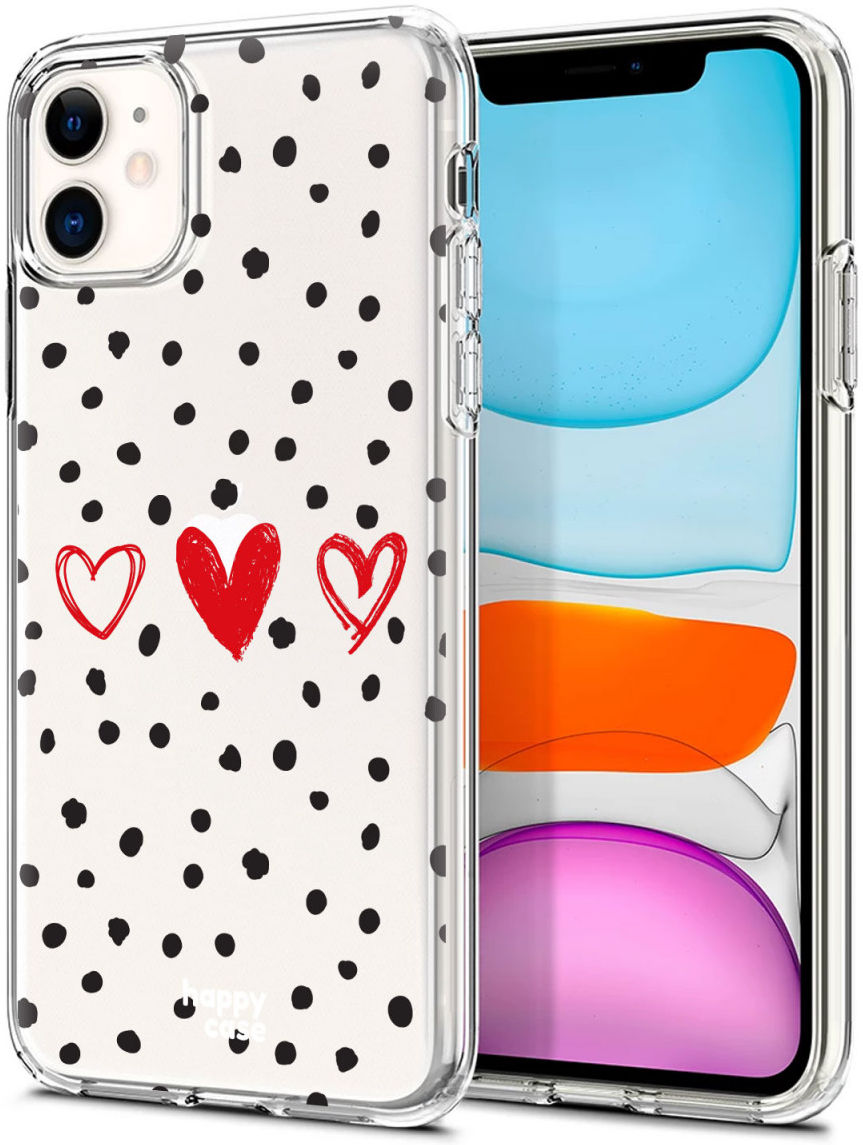 HappyCase Apple iPhone 11 Hoesje Flexibel TPU Stip Hartjes Print | gsmpunt