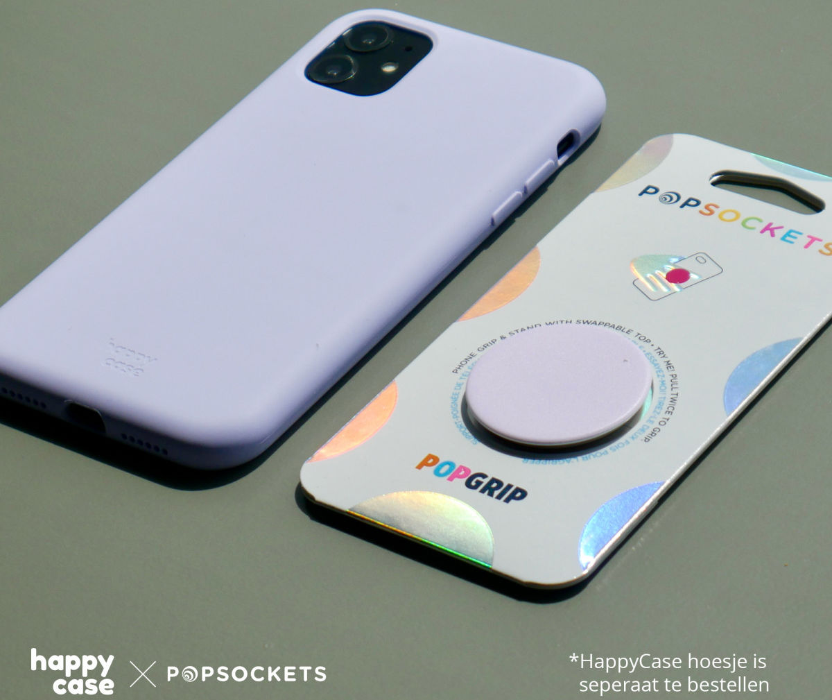 PopSockets X HappyCase PopGrip PopTop Greep en Standaard Paars | gsmpunt
