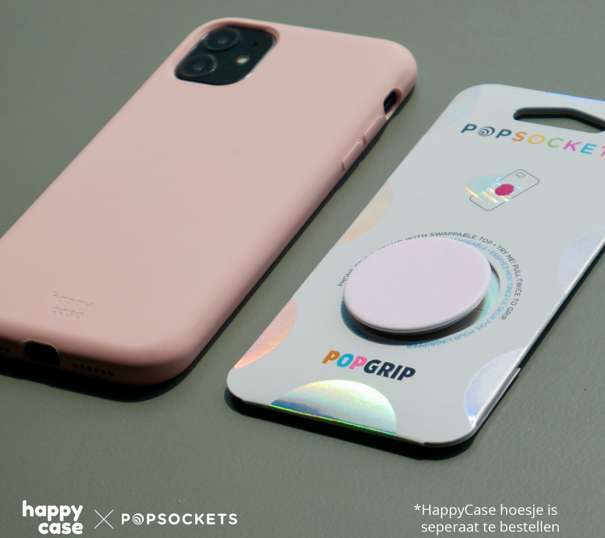 PopSockets X HappyCase PopGrip PopTop Greep en Standaard Roze | gsmpunt
