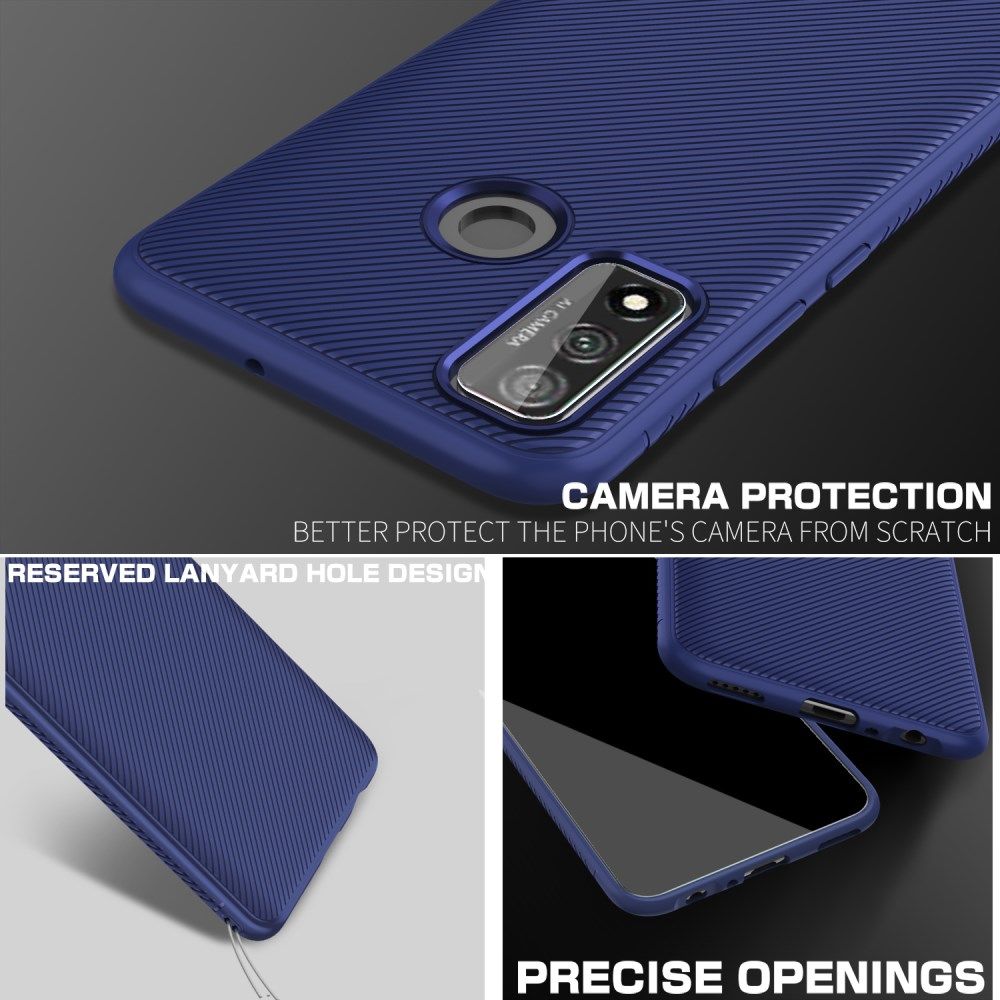 Huawei P Smart 2020 Hoesje Twill Slim Texture Back Cover Blauw | GSMpunt.nl