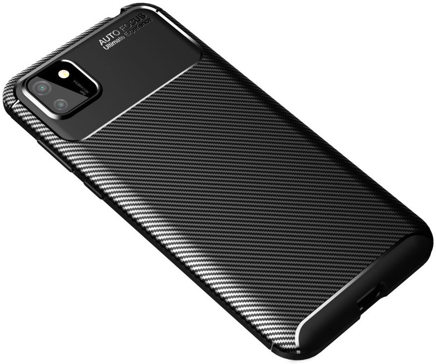 Huawei Y5p Hoesje Geborsteld Carbon Flexibele Back Cover Zwart | gsmpunt