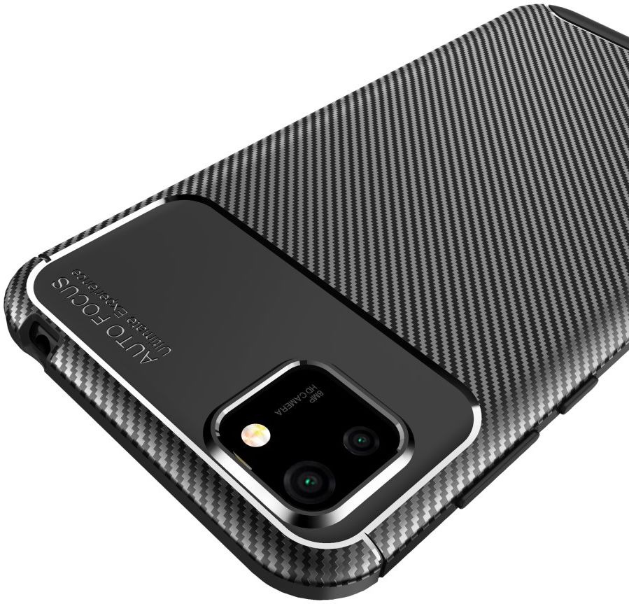 Huawei Y5p Hoesje Geborsteld Carbon Flexibele Back Cover Zwart | gsmpunt