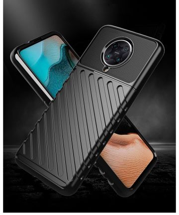 Xiaomi Poco F2 Pro Twill Thunder Texture Back Cover Zwart | GSMpunt.nl