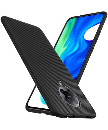 Xiaomi Poco F2 Pro Hoesje Twill Slim Texture Back Cover Zwart | GSMpunt.nl