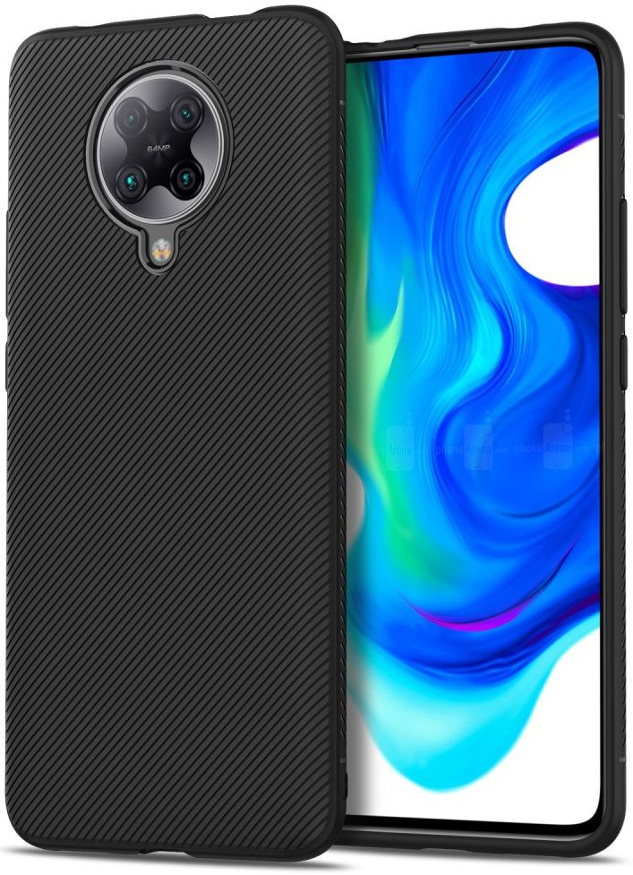 Xiaomi Poco F2 Pro Hoesje Twill Slim Texture Back Cover Zwart | GSMpunt.nl