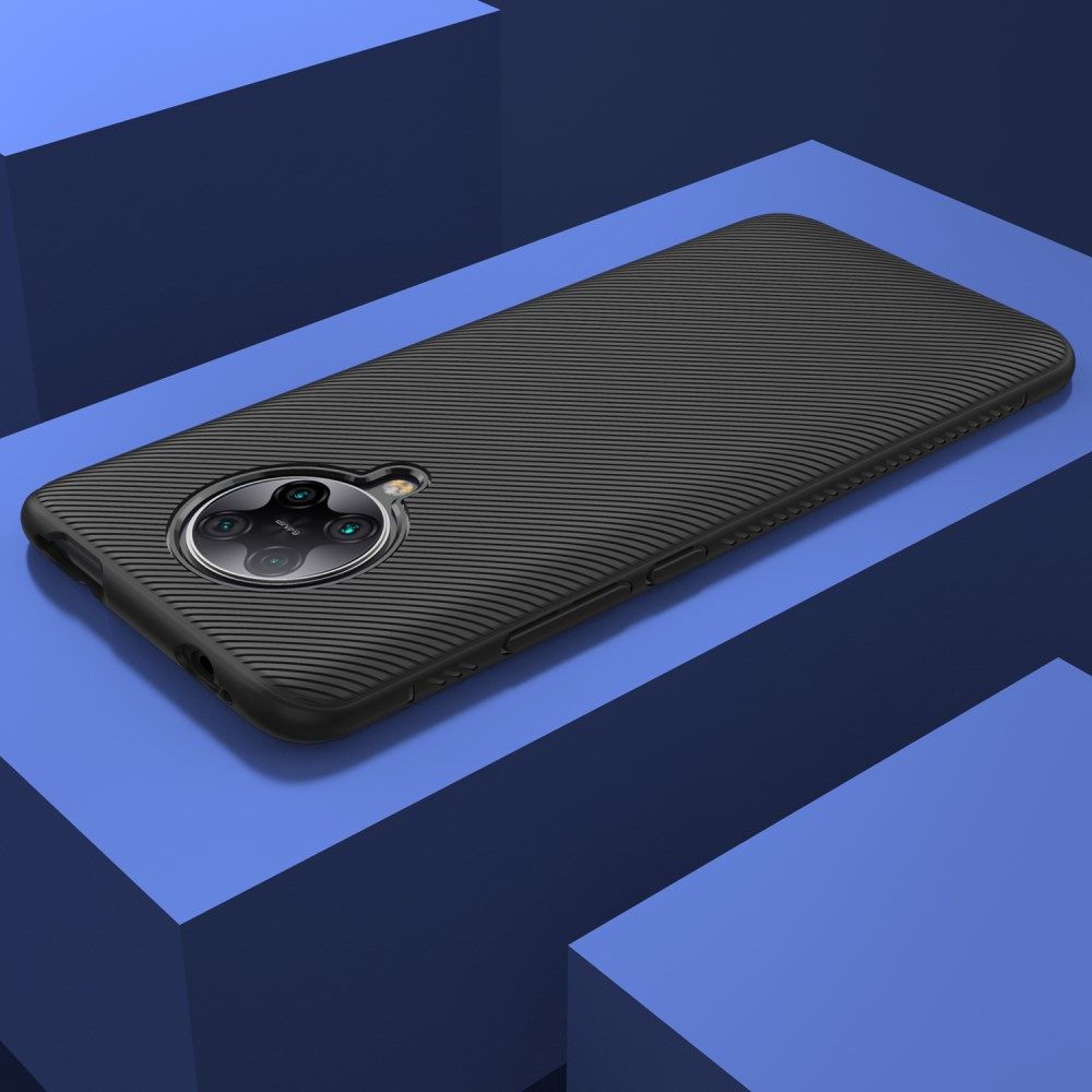 Xiaomi Poco F2 Pro Hoesje Twill Slim Texture Back Cover Zwart | GSMpunt.nl