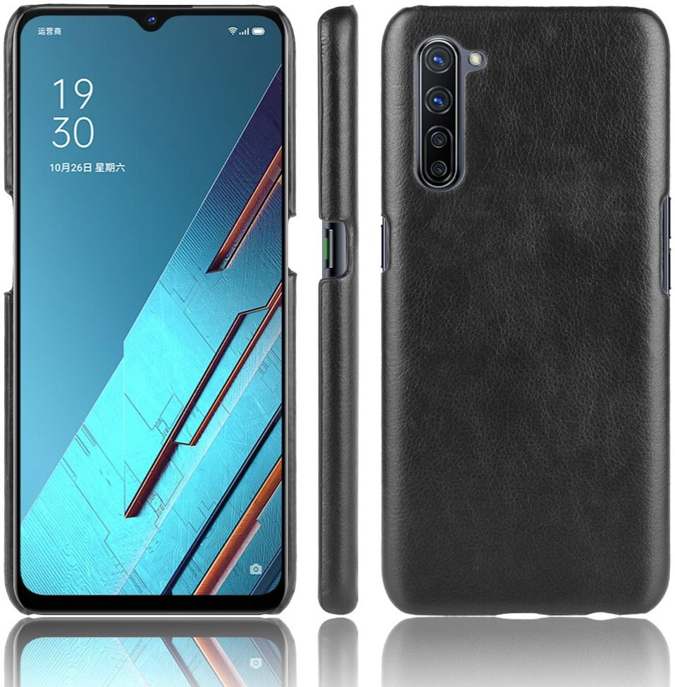 Oppo Reno 3 / Find X2 Lite Hoesje met Kunstleer Coating Zwart | GSMpunt.nl