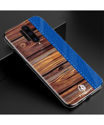 OnePlus 8 Pro Back Cover Hout Textuur Blauw | GSMpunt.nl