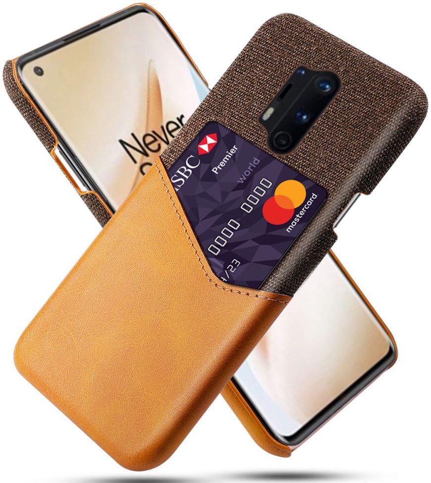 OnePlus 8 Pro Hoesje Back Cover met Kaarthouder Bruin | GSMpunt.nl