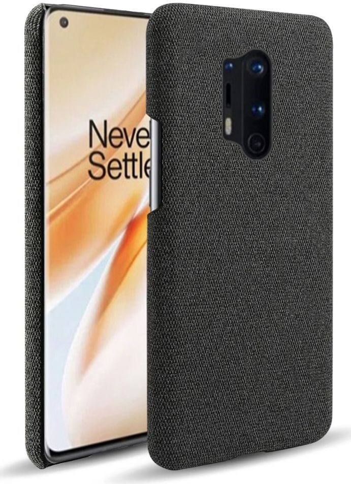 OnePlus 8 Pro Stof Hard Back Cover Zwart | gsmpunt