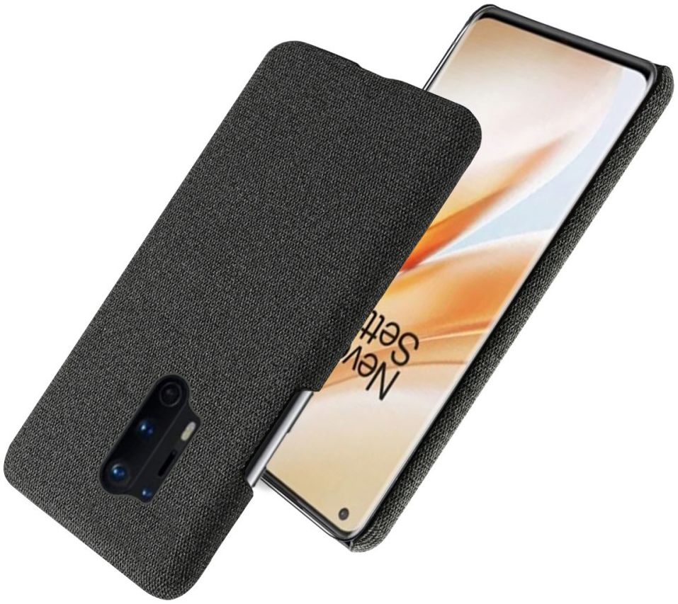 OnePlus 8 Pro Stof Hard Back Cover Zwart | gsmpunt
