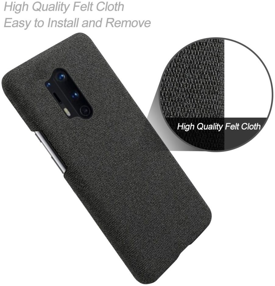 OnePlus 8 Pro Stof Hard Back Cover Zwart | gsmpunt