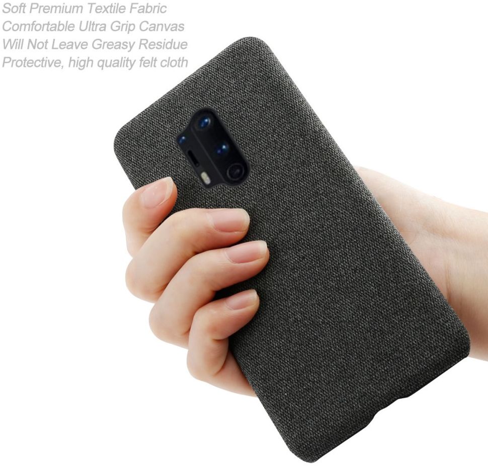OnePlus 8 Pro Stof Hard Back Cover Zwart | gsmpunt