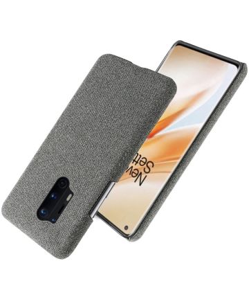 OnePlus 8 Pro Stof Hard Back Cover Donker Grijs | GSMpunt.nl