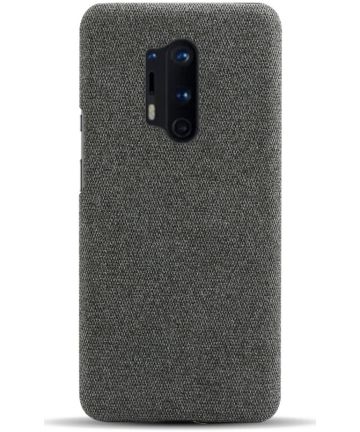 OnePlus 8 Pro Stof Hard Back Cover Donker Grijs | GSMpunt.nl