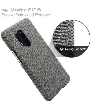 OnePlus 8 Pro Stof Hard Back Cover Donker Grijs | GSMpunt.nl
