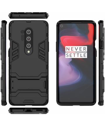 OnePlus 8 Pro Hoesje Shock Proof Back Cover Met Kickstand Zwart ...
