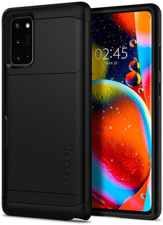 Spigen Slim Armor Card Holder Case Samsung Galaxy Note 20 Hoesje Zwart | gsmpunt