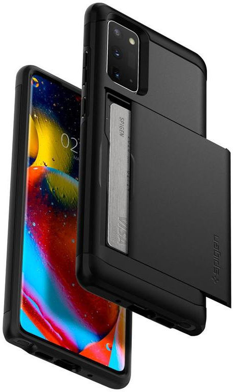 Spigen Slim Armor Card Holder Case Samsung Galaxy Note 20 Hoesje Zwart | gsmpunt