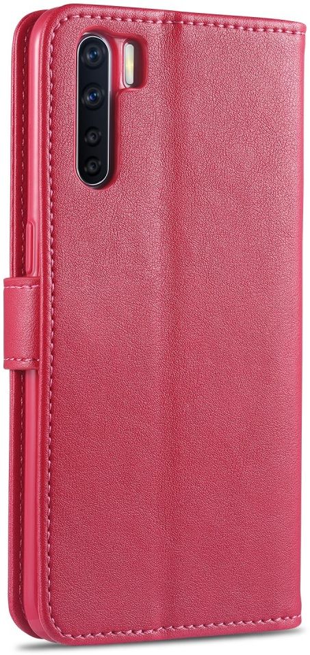 AZNS Oppo A91 Hoesje Wallet Book Case Kunst Leer Rood | GSMpunt.nl