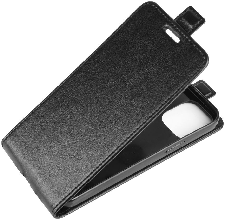 Apple iPhone 12 / 12 Pro Hoesje Verticale Flip Case Kunstleer Zwart ...