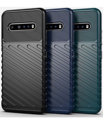 LG V60 ThinQ Twill Thunder Texture Back Cover Zwart | GSMpunt.nl